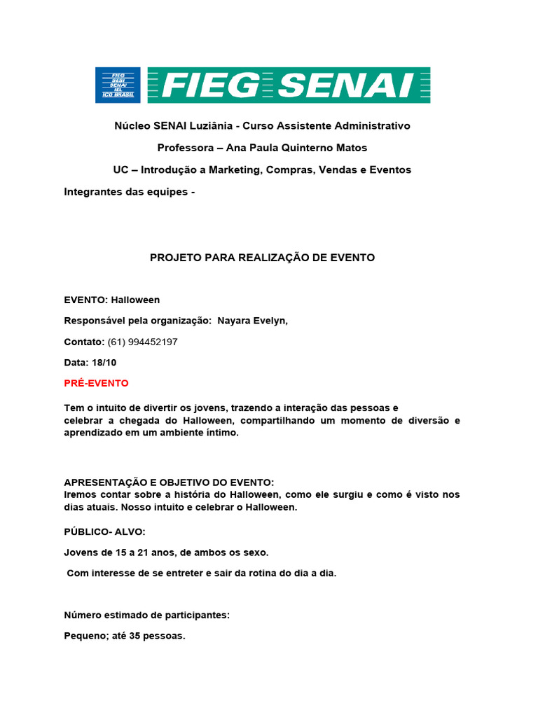 Cópia de Modelo-Projeto-Eventos | PDF | Entretenimento