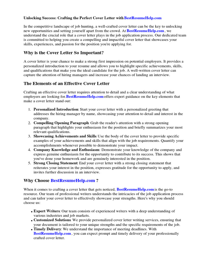 Cover Letter Points | PDF | Résumé | Communication