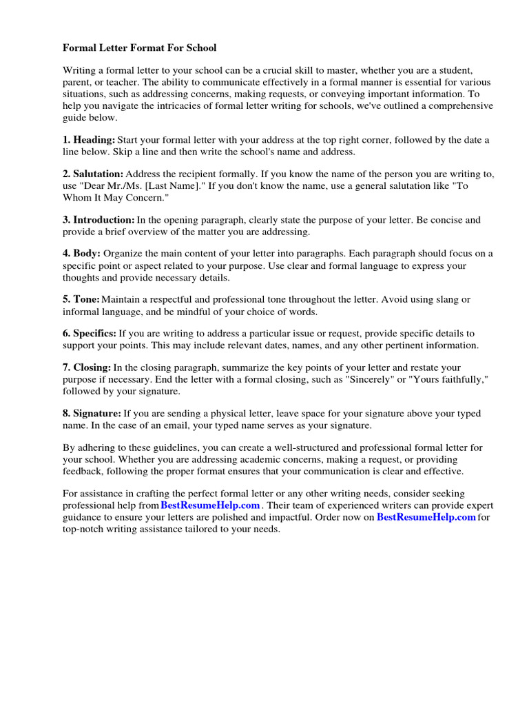 Formal Letter Format For School | PDF | Microsoft Word | File Format