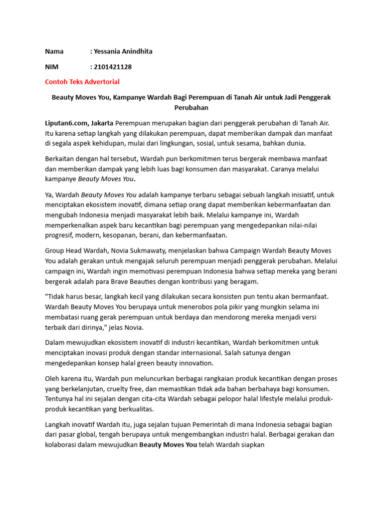 Teks Advertorial | PDF | Ilmu Sosial