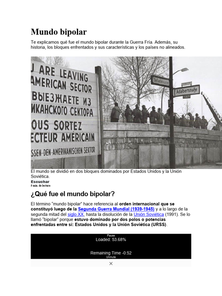 Mundo Bipolar HISTORIA 2DO | PDF | Guerra Fría | Unión Soviética