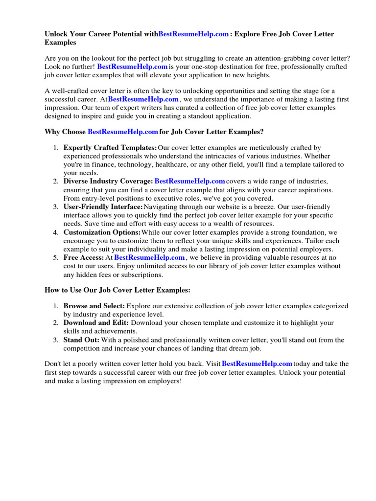 Job Cover Letter Examples Free | PDF | Résumé | Recruitment