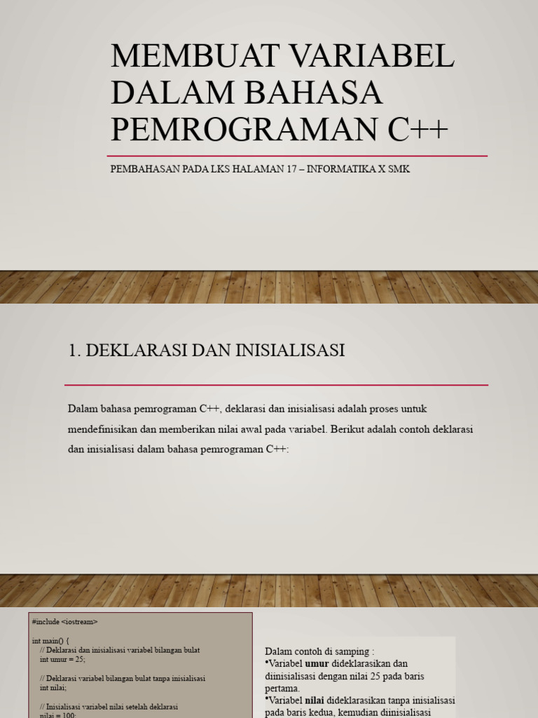 Membuat Variabel Dalam Bahasa Pemrograman C++ | PDF Membuat Variabel Dalam Bahasa Pemrograman C++ | PDF