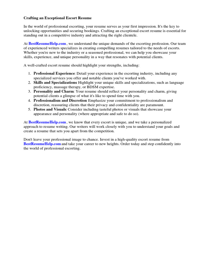 Escort Resume | PDF | Cardiopulmonary Resuscitation | Résumé