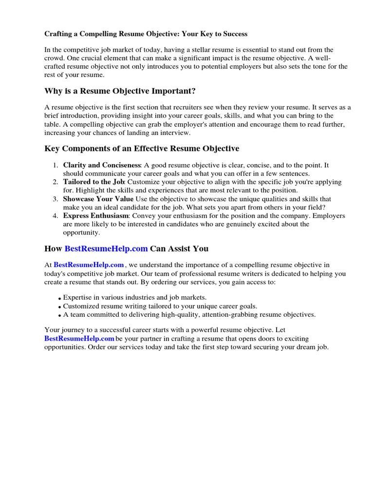 Resume Objective Examples For Multiple Jobs | PDF | Résumé