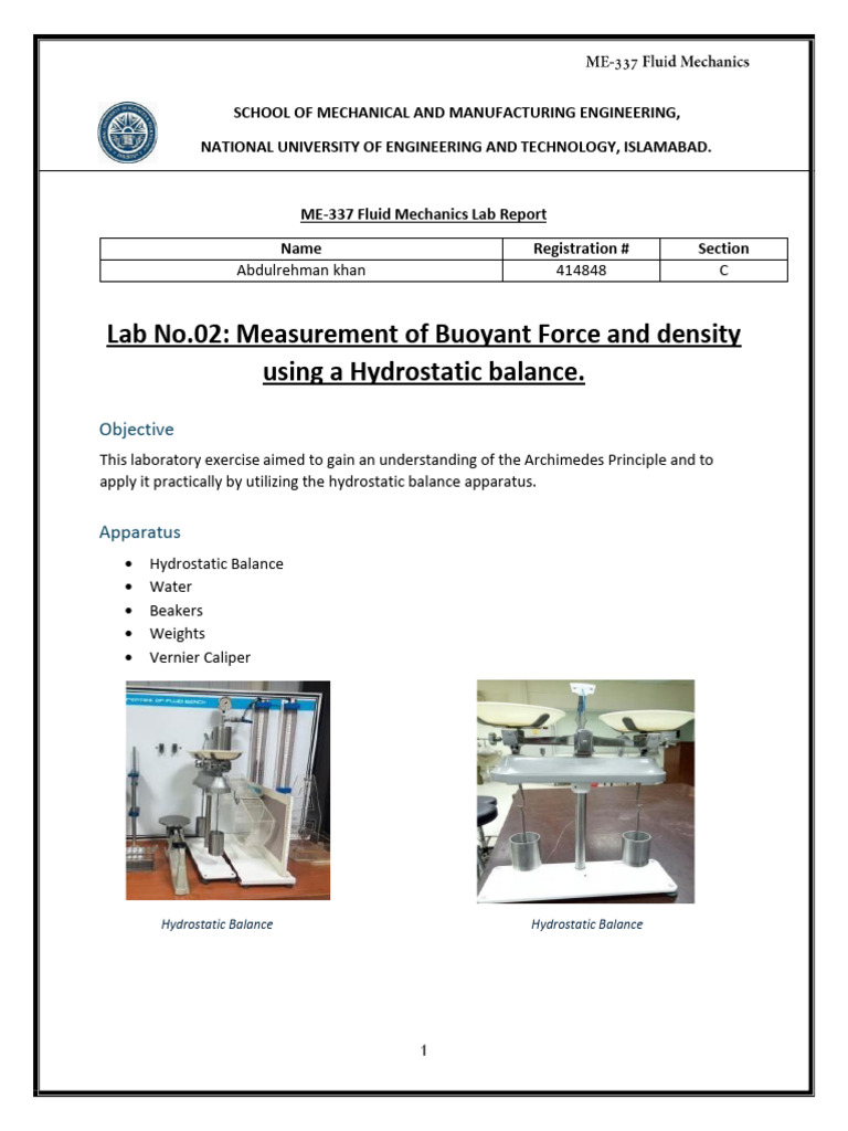 Buoyant Force and Density Lab Report | PDF | Buoyancy | Density