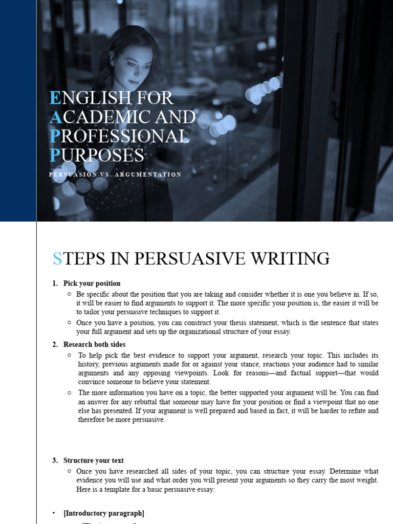 English For Academic and Professional Purposes (Autosaved) | PDF | Essays | Argument