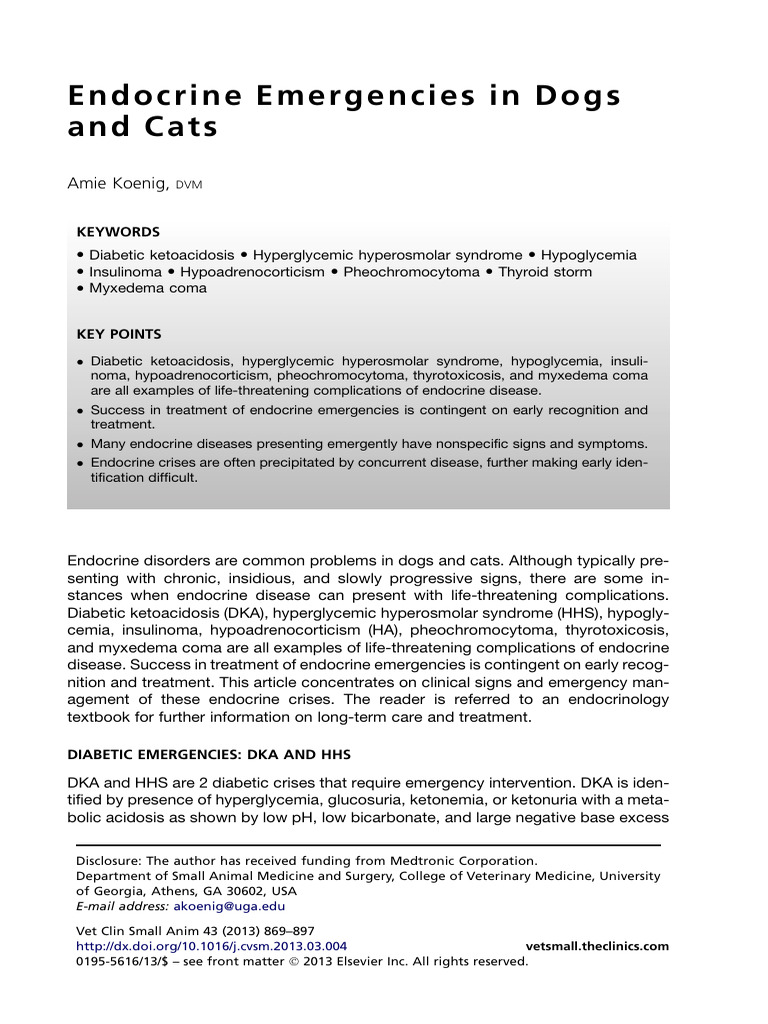 Endocrine emergencies in dogs and cats | PDF | Hyperglycemia | Insulin