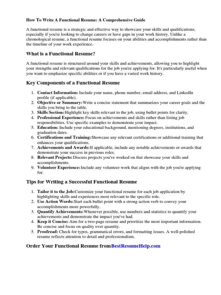 How To Write A Functional Resume | PDF | Résumé