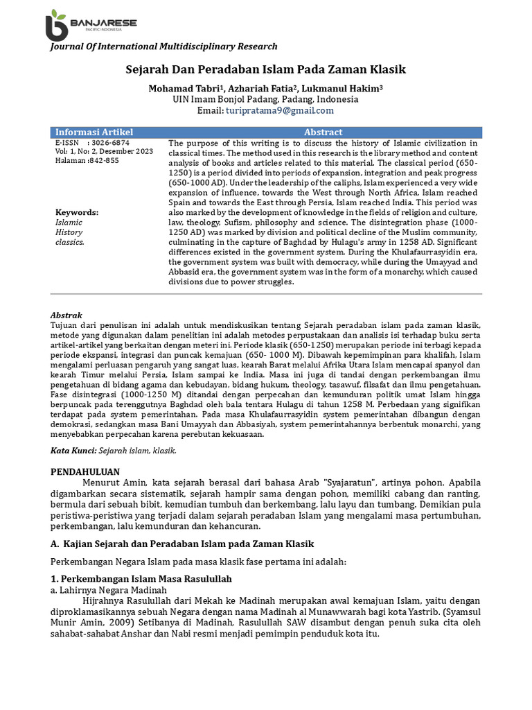 Sejarah Peradaban Islam Pada Masa Klasik | PDF | Agama & Spiritualitas