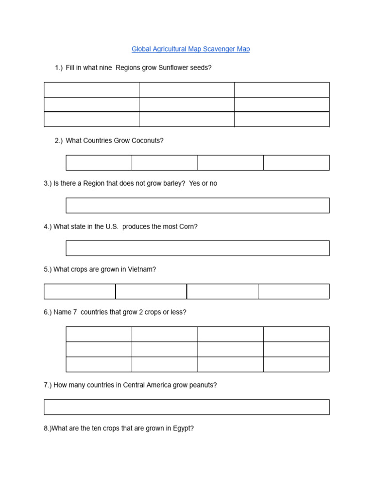 Agriculture Scavenger Hunt | PDF
