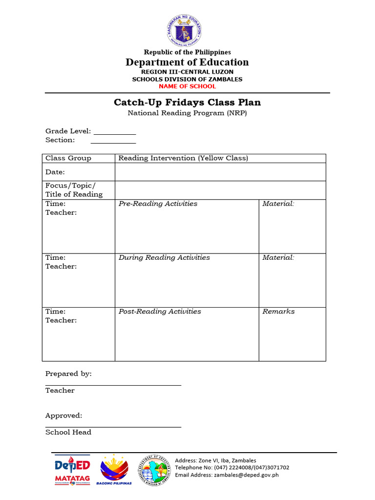 Catch Up Friday Plan | Download Free PDF | Teachers