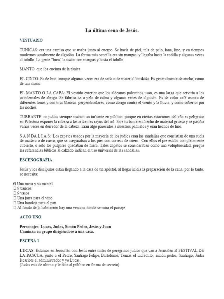 La Última Cena de Jesús | Descargar gratis PDF | Jesús | Judas Iscariote