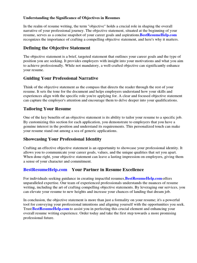 What Does Objective Mean On A Resume | PDF | Résumé | Experience