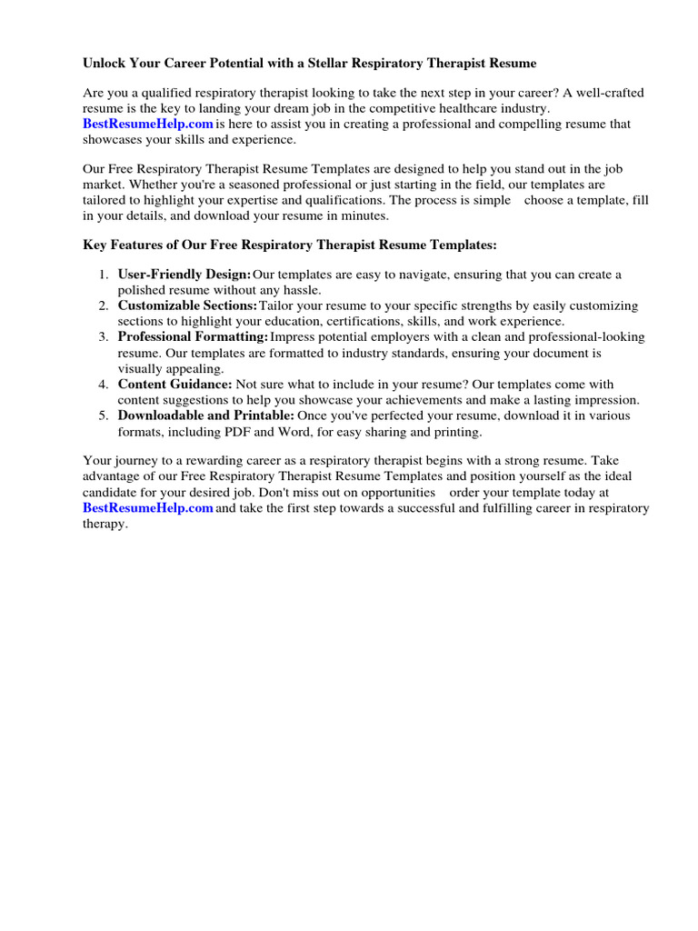 Essential Resume Tips for Respiratory Therapists | PDF | Health Care ...