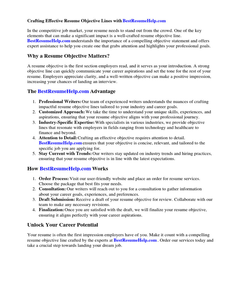 Resume Objective Lines | PDF | Résumé | Recruitment