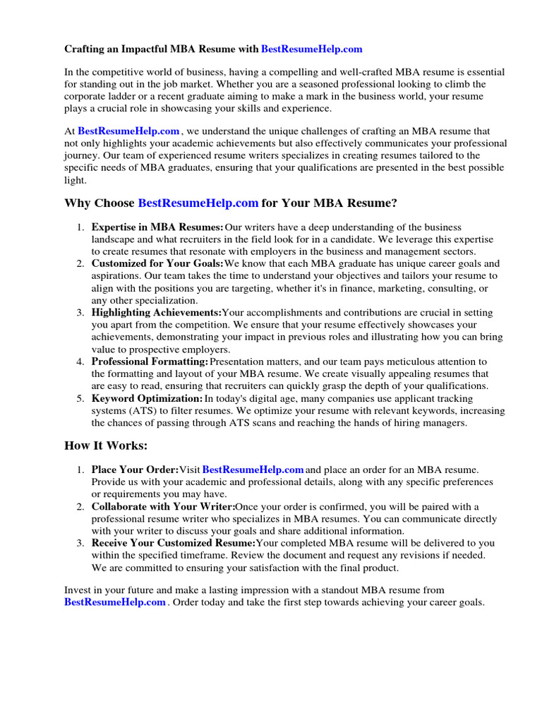 Mba Resume Template | PDF | Résumé | Master Of Business Administration