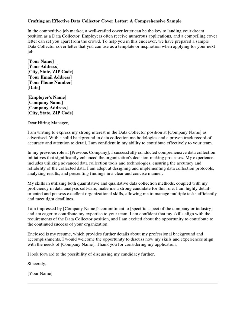 Data Collector Cover Letter Sample | PDF | Data | Résumé
