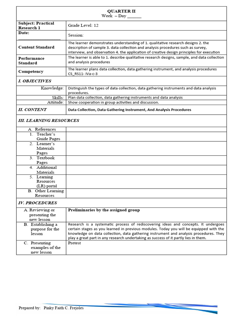Prac 1 Data Collection Data Gathering Instrument and Analysis ...