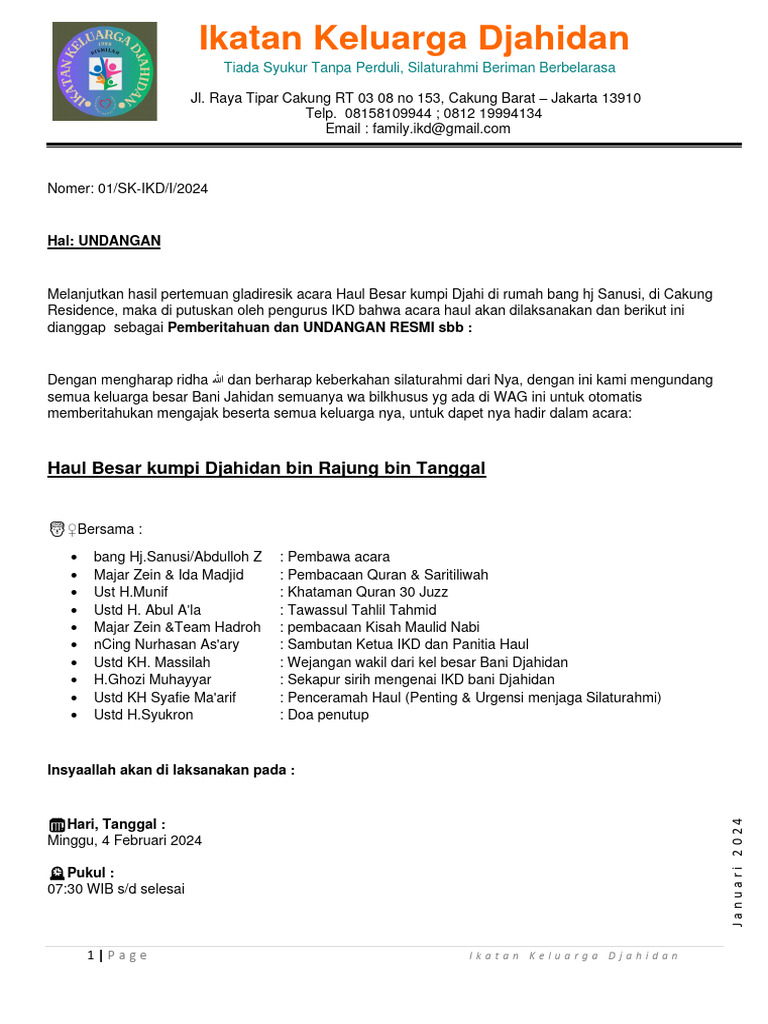 Undangan Haul IKD | PDF