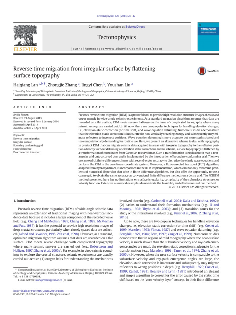 Reverse Time Migration From Irregular Surface by Flattening Surface ...