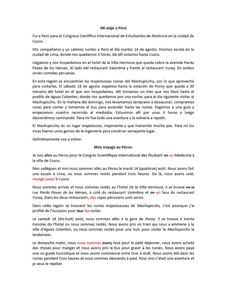 Mi Viaje A Perú | PDF