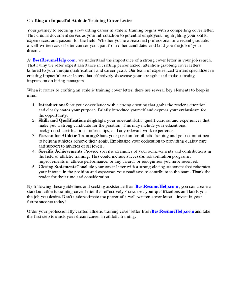 Athletic Training Cover Letter Guide | PDF | Personal Trainer ...