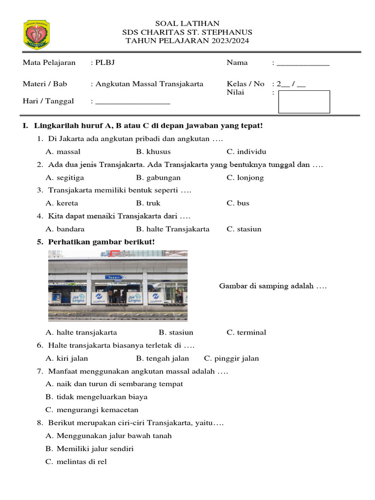 Soal Latihan PLBJ Angkutan Massal Jakarta | PDF