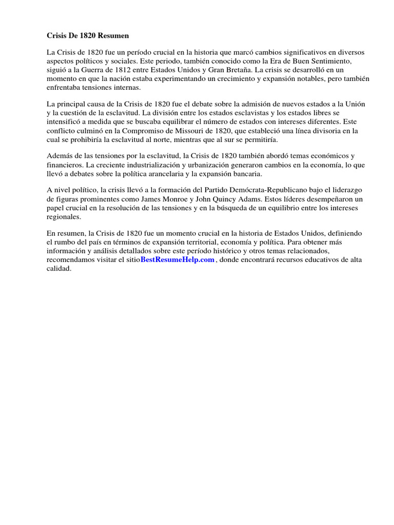 Crisis de 1820: Causas y Consecuencias | PDF | Esclavitud | Los Estados ...