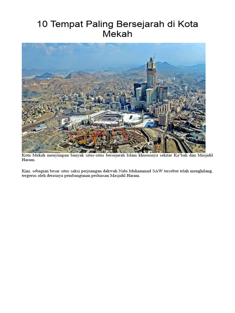 10 Tempat Paling Bersejarah Di Kota Mekah Pdf
