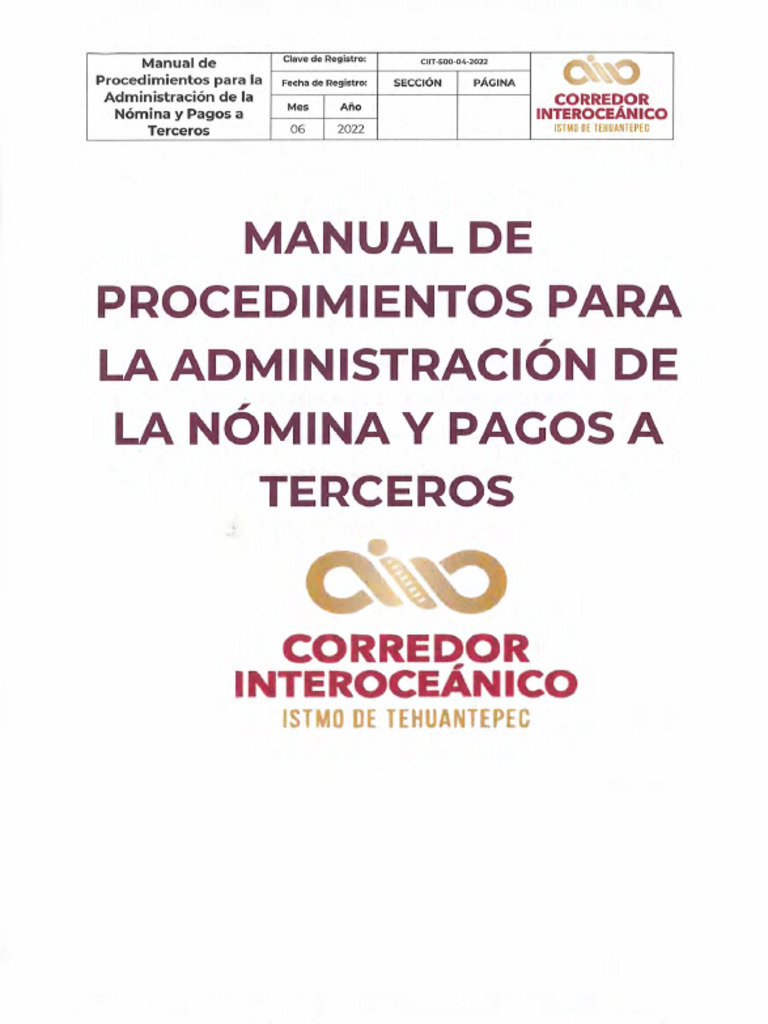 Manual de Procedimientos para La Administraci N de La N Mina y Pagos A Terceros | PDF