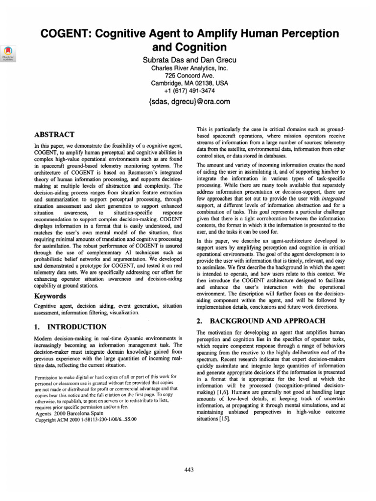 Cognitive Agent | PDF | Information | Decision Making