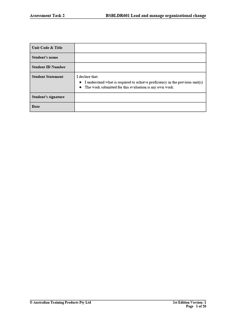 BSBLDR601 - Assessment Task 2 Enviar | PDF | Employee Retention | Risk