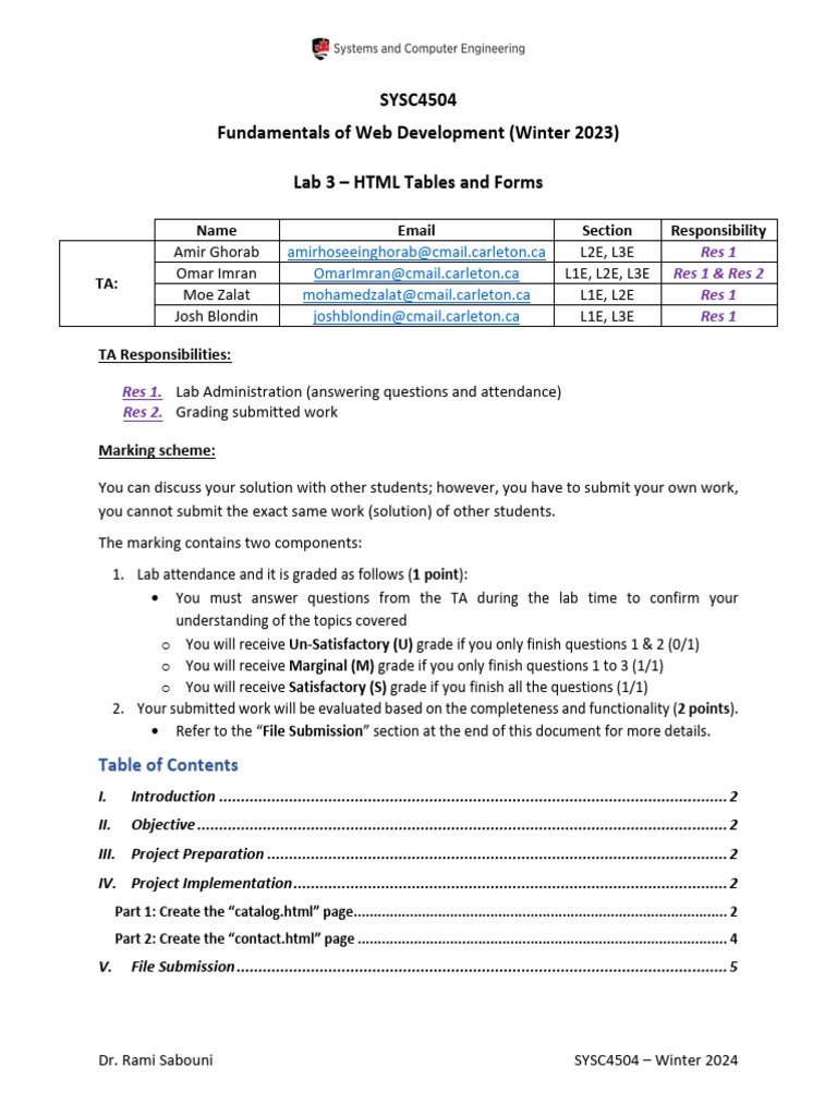 Lab 3 - HTML Tables and Forms | PDF | Html Element | Computer File Lab 3 - HTML Tables and Forms | PDF | Html Element | Computer File