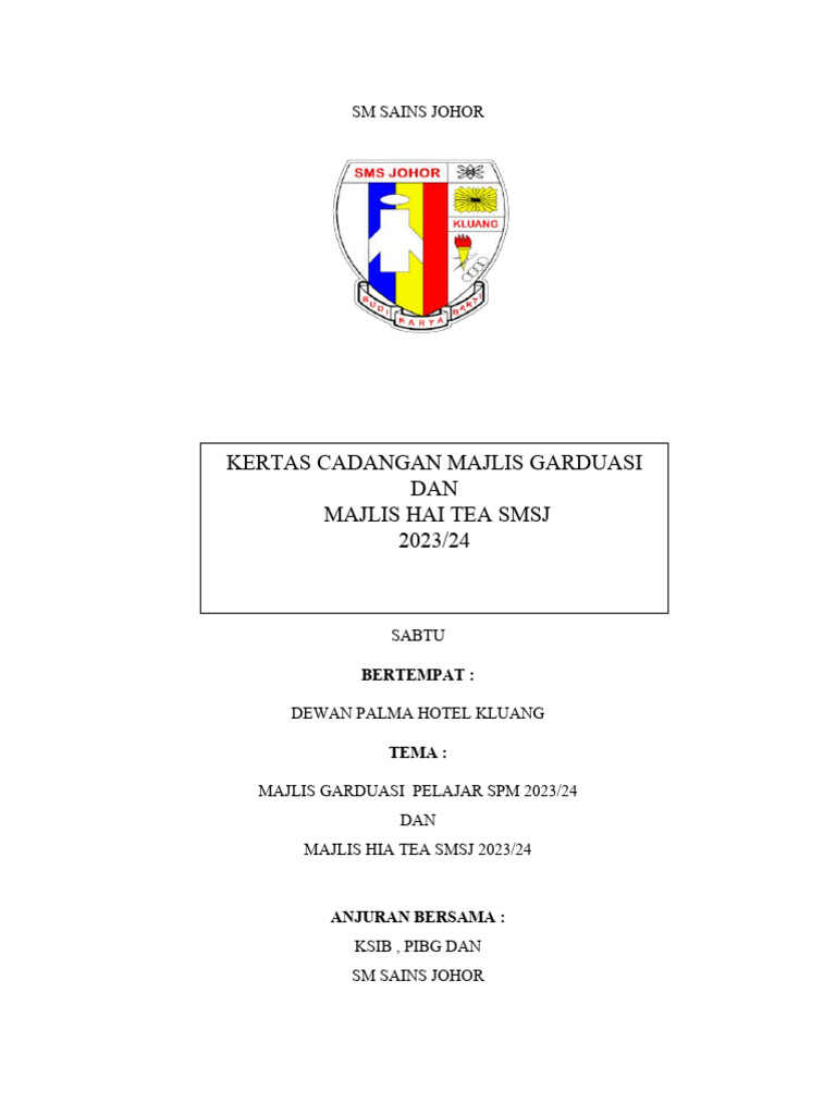 Kertas Cadangan Graduasi SMSJ 2023 | PDF