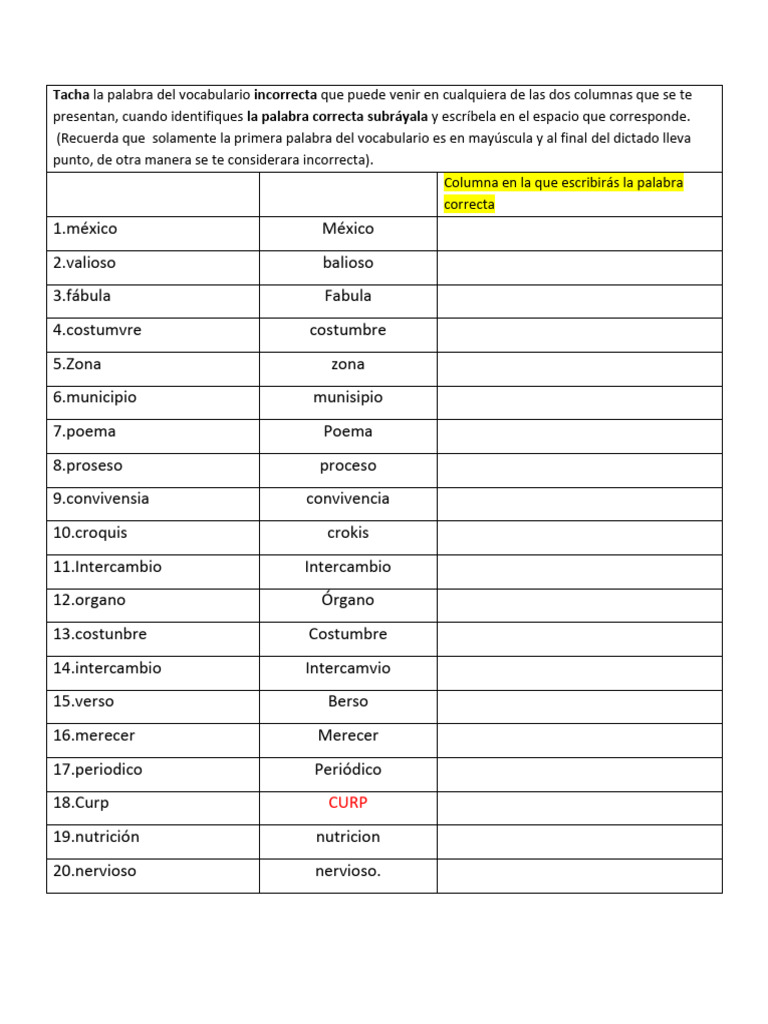 Ejercicio de Vocabulario PDF | PDF