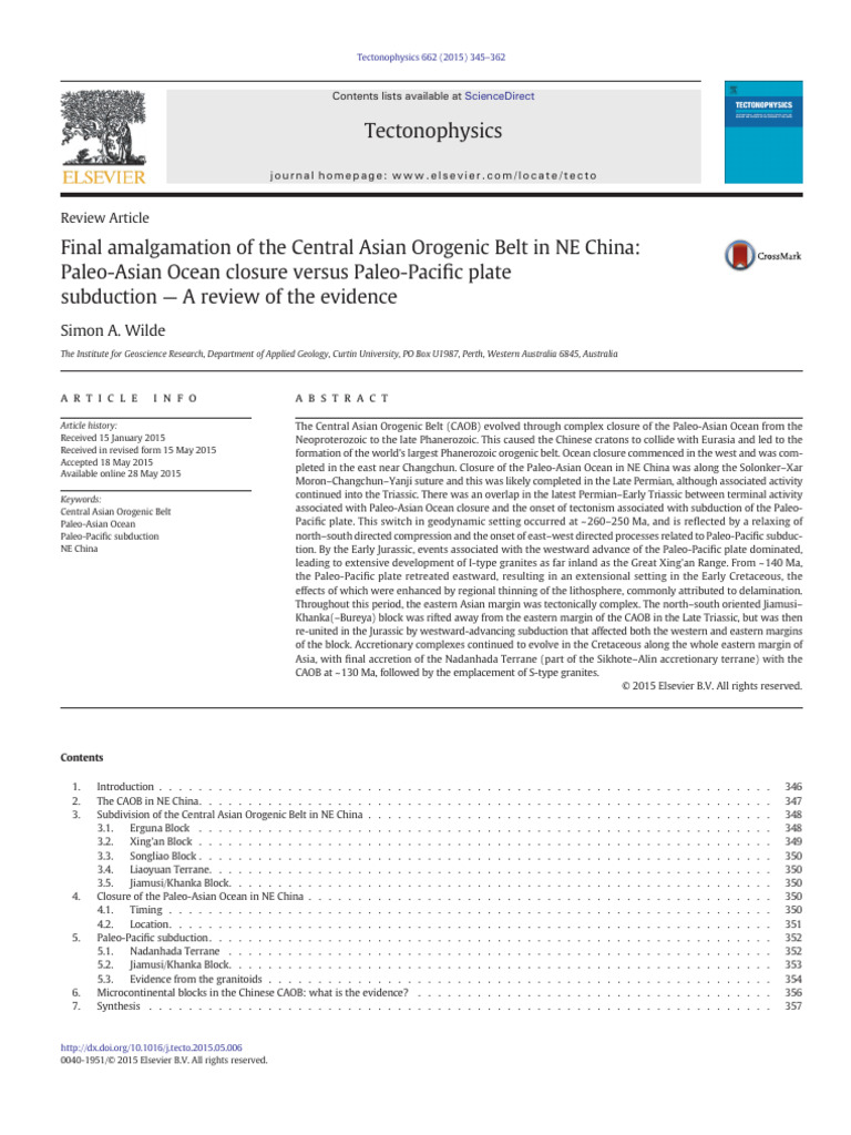 Central Asian Orogenic Belt Review | PDF | Structure Of The Earth ...