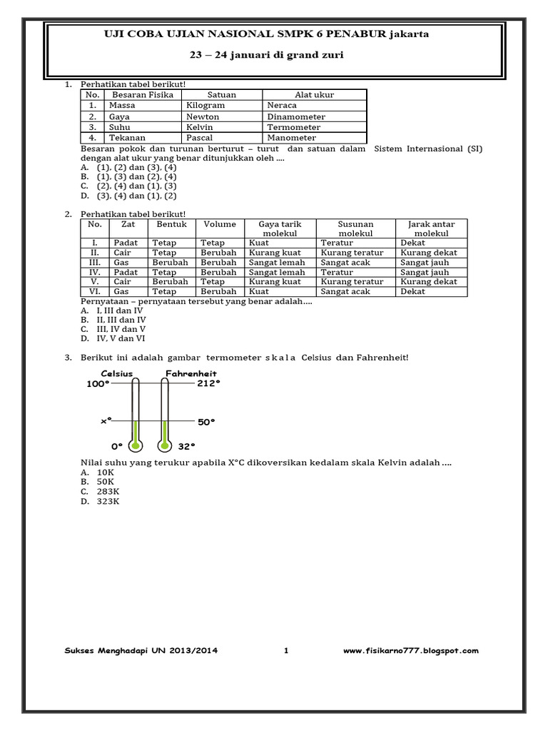 Soal Ujian Coba Ujian Nasional SMPK 6 Penabur | PDF