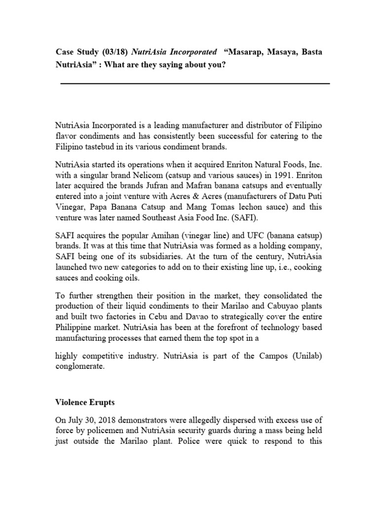 Nutri Asia Case Study | PDF | Social Science