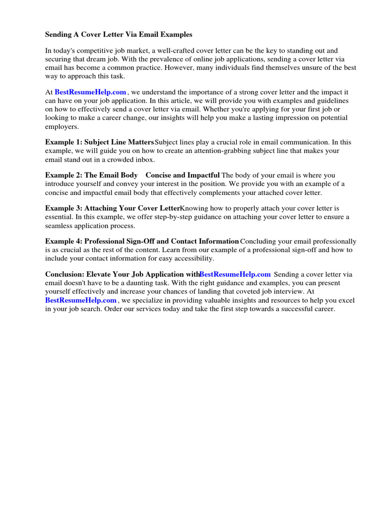 Sending A Cover Letter Via Email Examples | PDF | Résumé | Citation