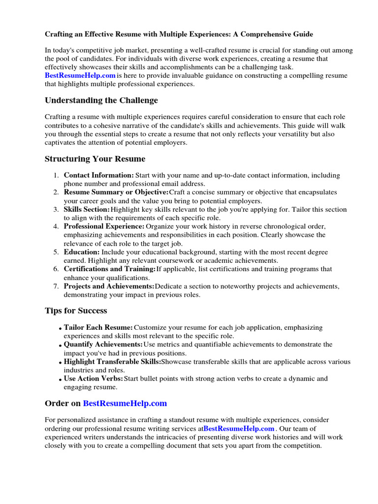 Resume With Multiple Jobs | PDF | Résumé Resume With Multiple Jobs | PDF | Résumé