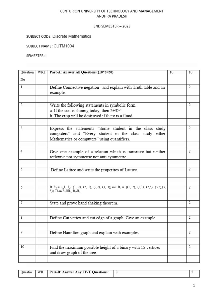 Discrete Mathematics Set 5 | PDF | Mathematical Concepts | Discrete ... Discrete Mathematics Set 5 | PDF | Mathematical Concepts | Discrete ...