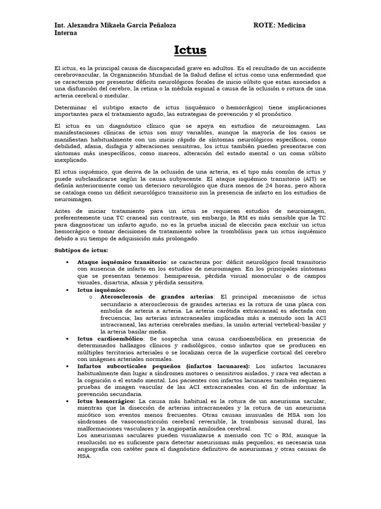 Ictus | PDF | Carrera | Angiología