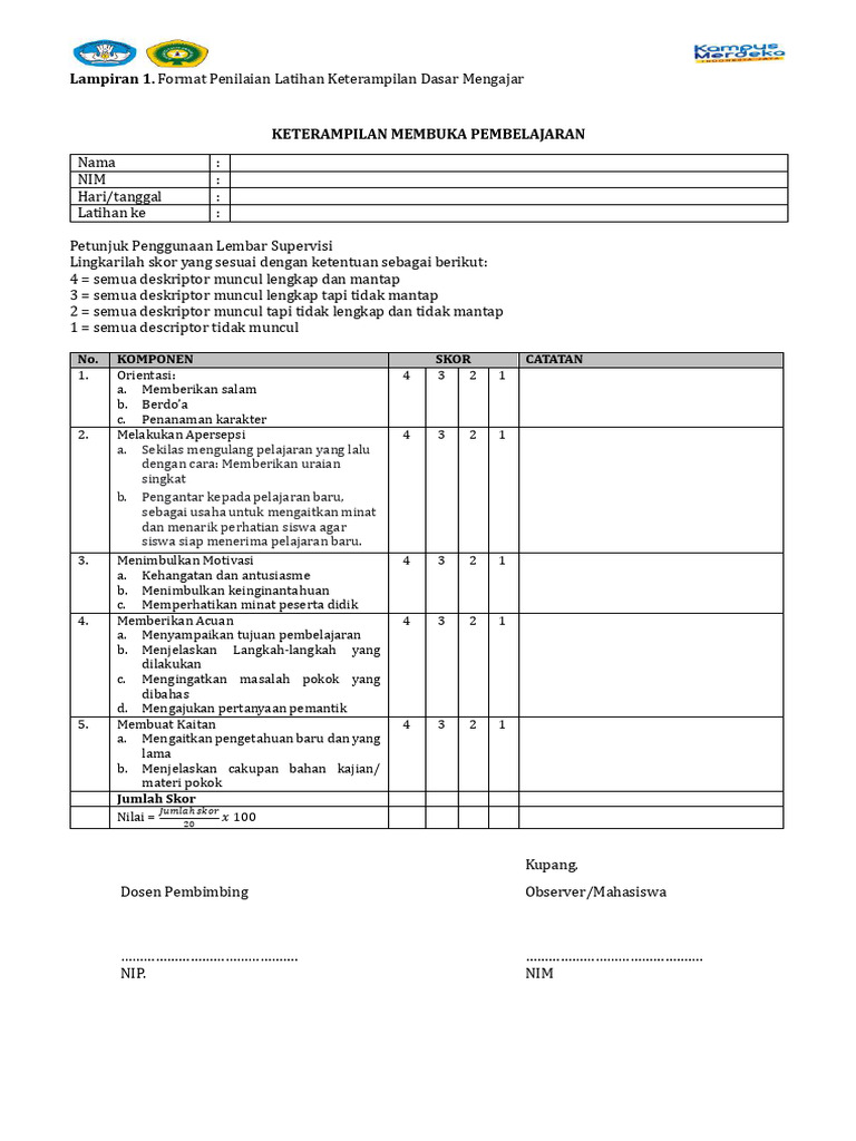 Instrumen Penilaian Pembelajaran Micro-2023 | PDF