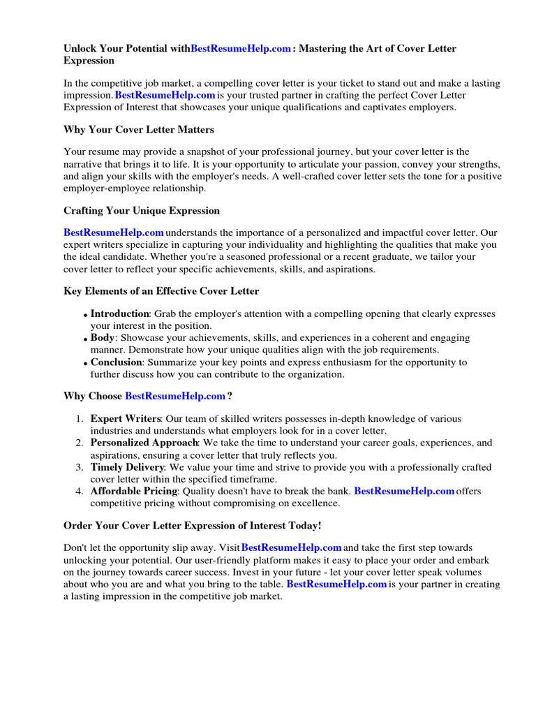 Cover Letter Expression of Interest Template | PDF | Résumé