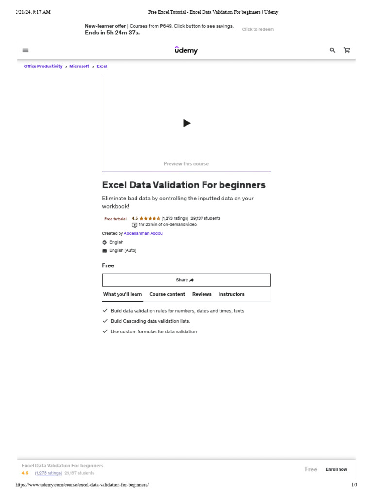 Excel Data Validation Guide | PDF | Microsoft Excel | Software