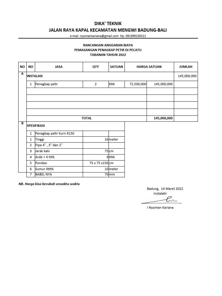 Rab Panel Listrik 3phase Bu Kawan | PDF