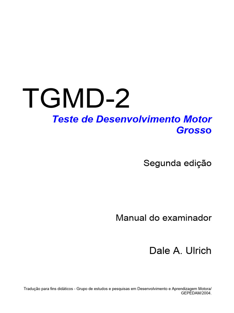 TGMD - Manual Tradução | PDF | Aprendizado | Informação