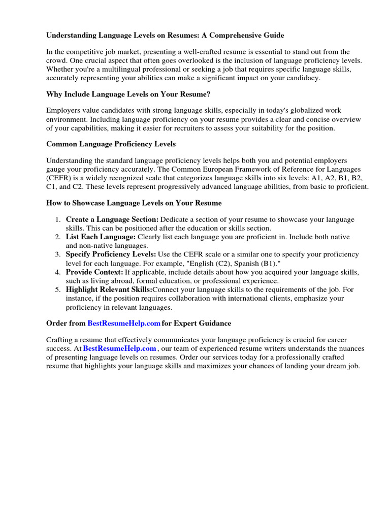 Language Levels Resume | PDF | Human Communication