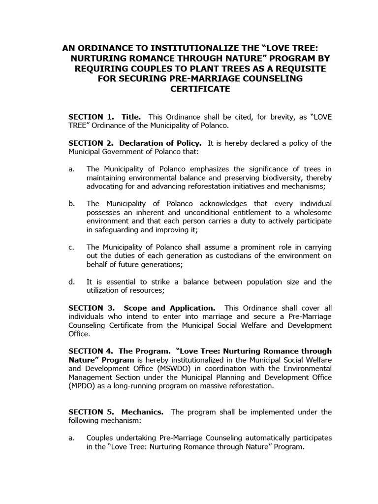 Love Tree Ordinance | PDF | Government | Justice